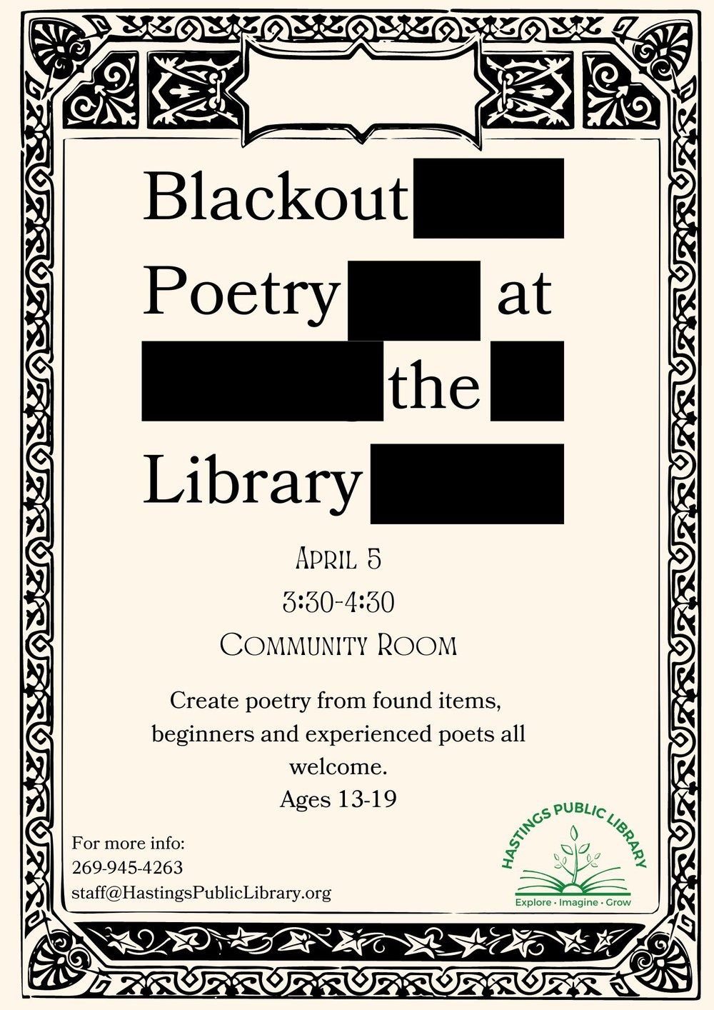 Blackout Poetry — Hastings Public Library